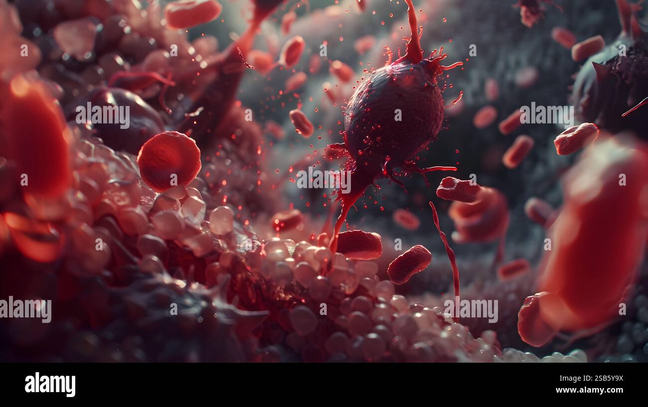 This close-up depiction of a bustling stream of blood cells reveals the ...