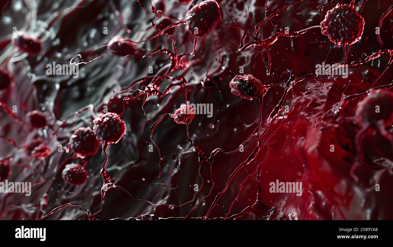 A mesmerizing close-up depiction of a bustling stream of blood cells ...