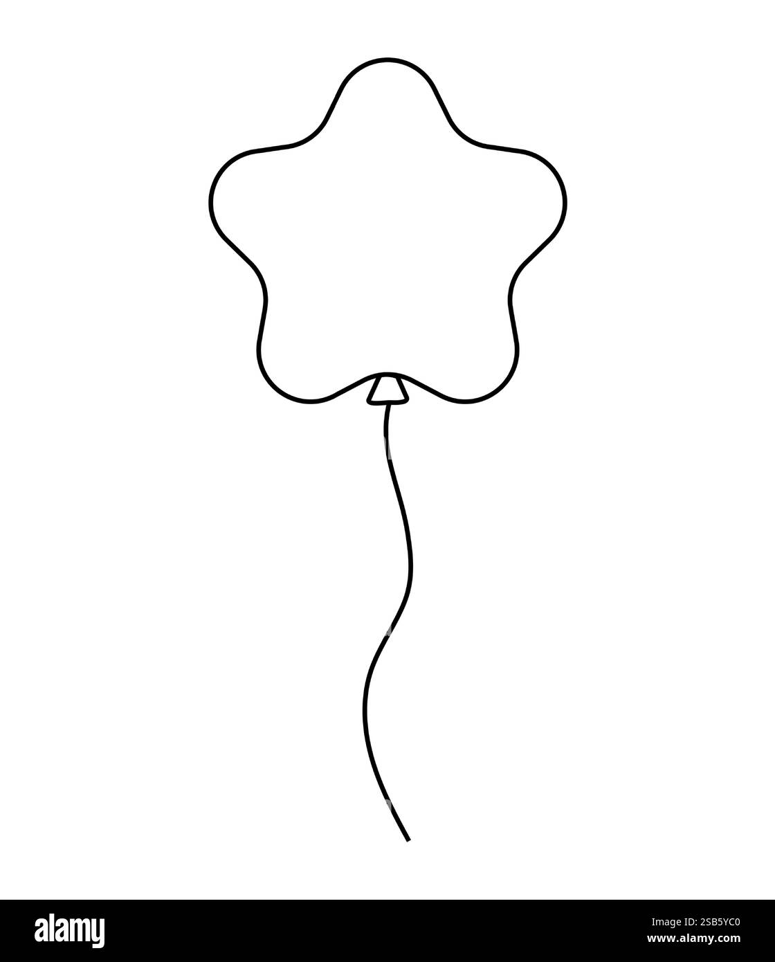 A simple line drawing of a star-shaped balloon with a string, perfect ...
