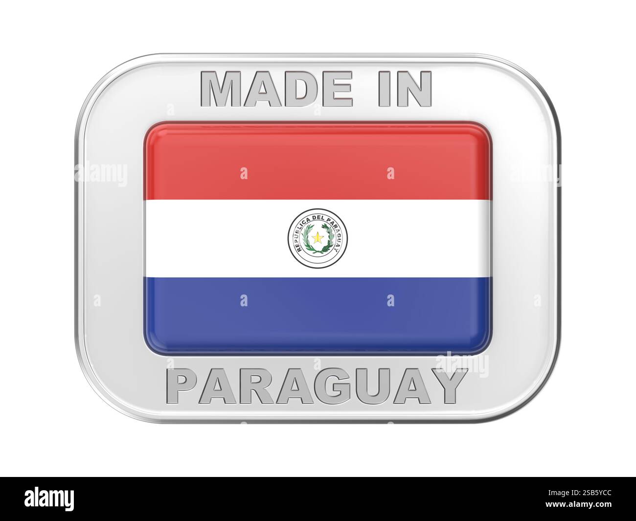 Made in Paraguay, silver badge with the flag of Paraguay Stock Photo ...