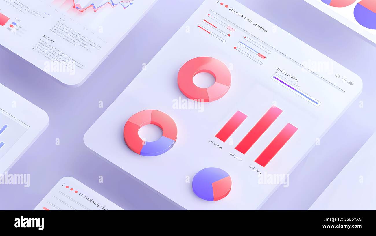 This high-tech image depicts a vibrant,interconnected 3D visualization of data analytics ...