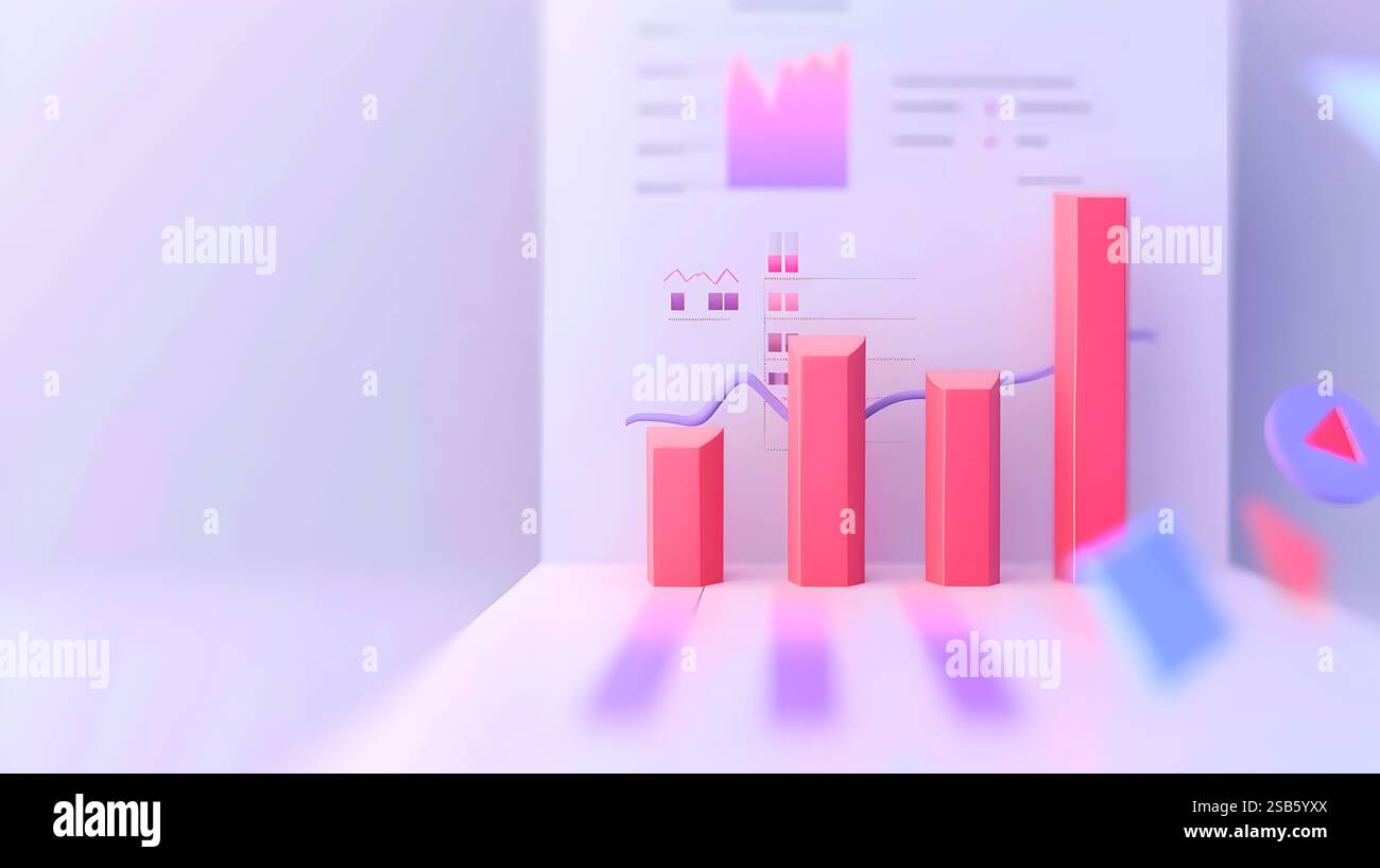 This striking 3D rendering depicts a suite of modern,sleek charts and ...