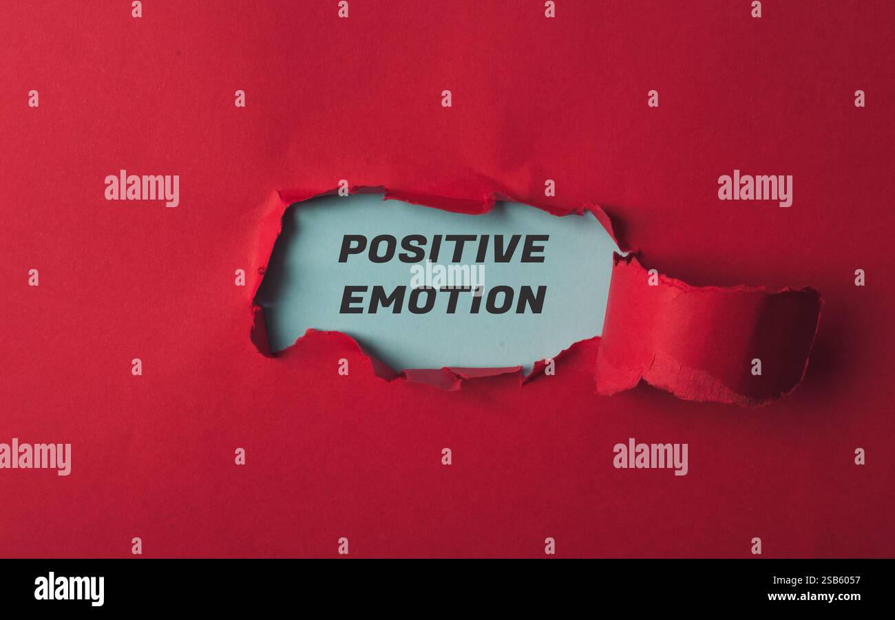 Red background with a blue word that says positive emotion written in ...