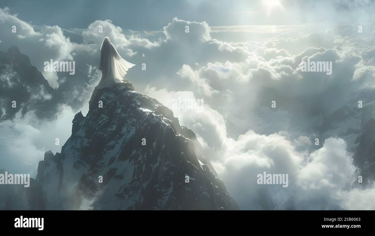 This breathtaking image depicts a majestic scene of a radiant angelic ...