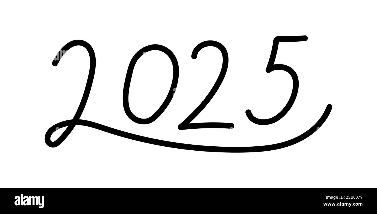 2025 handwritten text. Typography vector design for Happy New Year ...