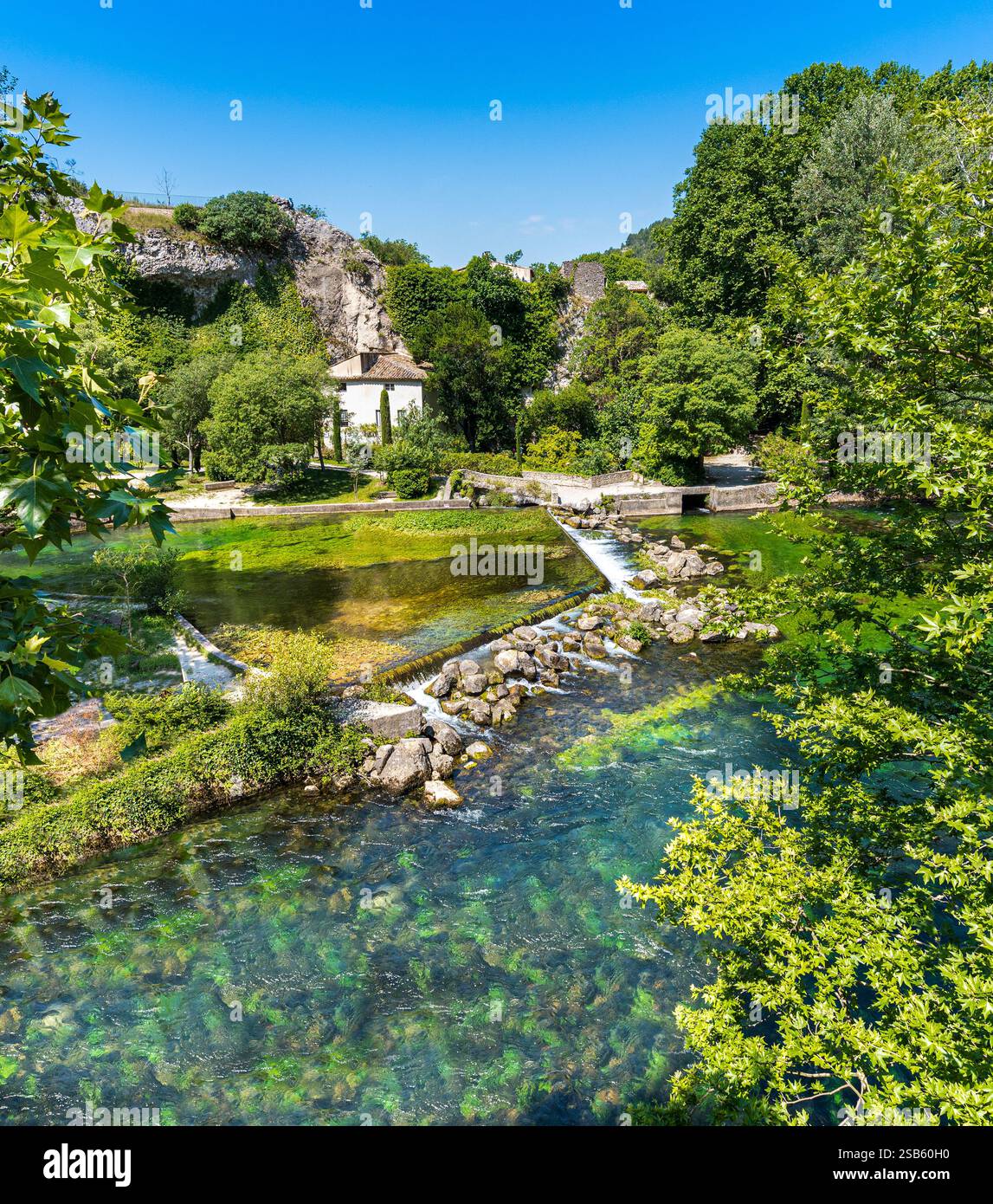 The headwaters of the Sorgue in Fontaine de Vaucluse. Vaucluse ...
