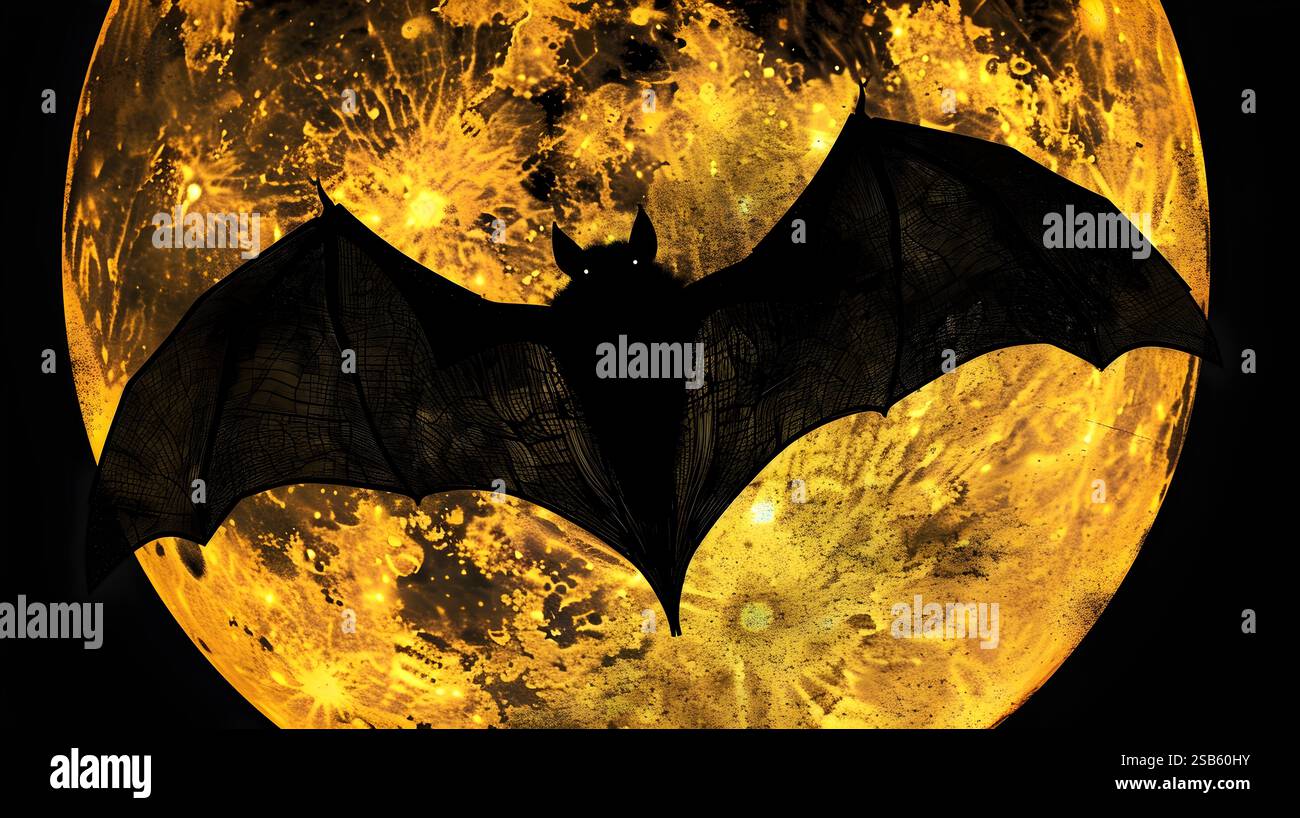 This striking image captures the silhouette of a bat against a textured ...