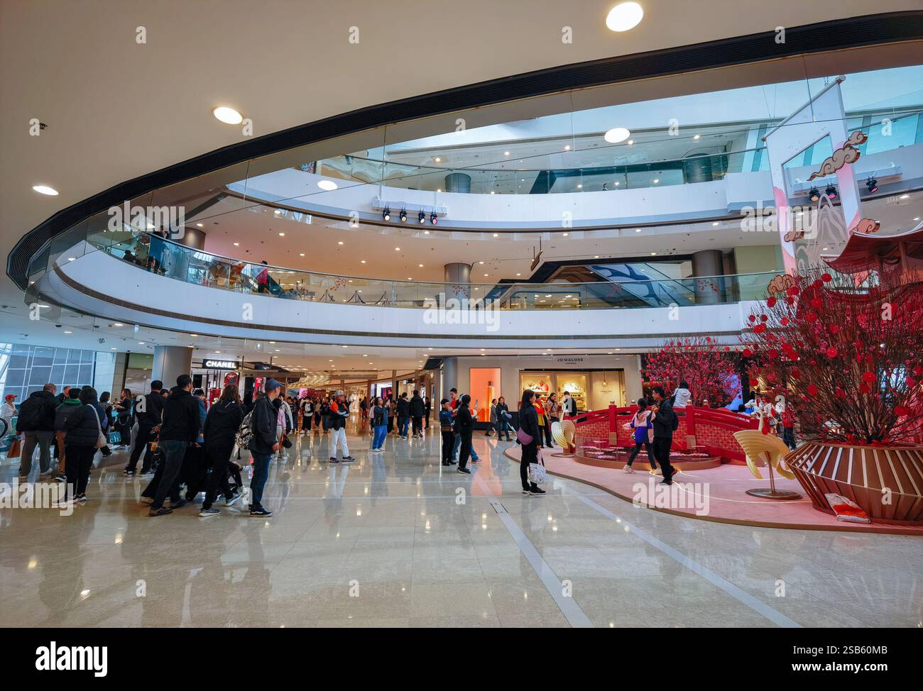 Hong Kong, China - February 01, 2025 : A bustling shopping mall atrium ...