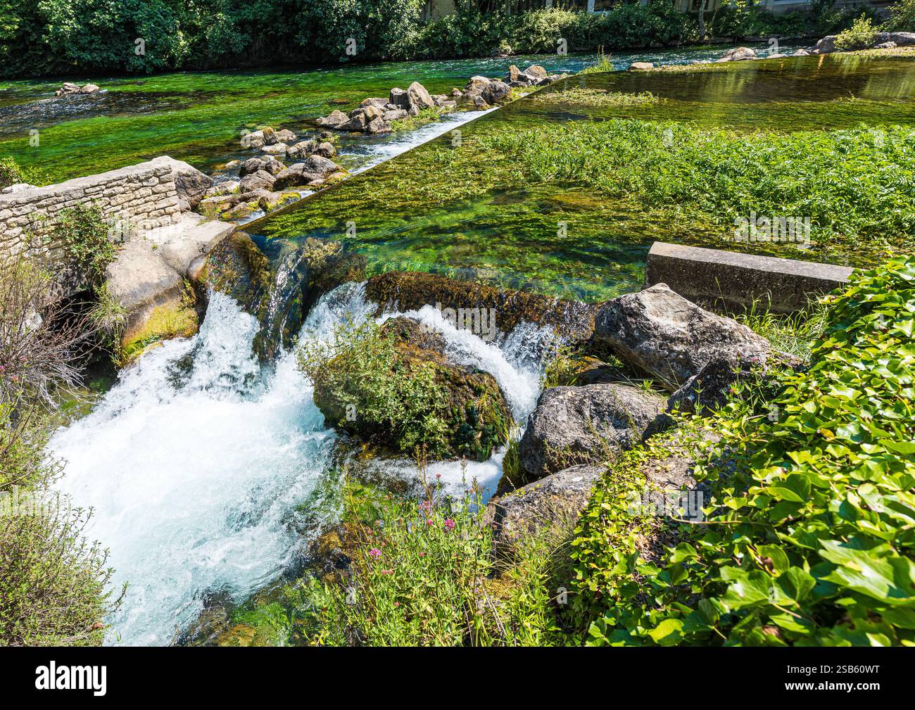 The headwaters of the Sorgue in Fontaine de Vaucluse. Vaucluse ...