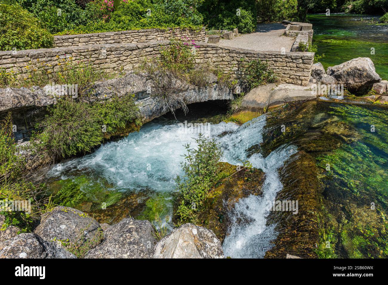 The headwaters of the Sorgue in Fontaine de Vaucluse. Vaucluse ...