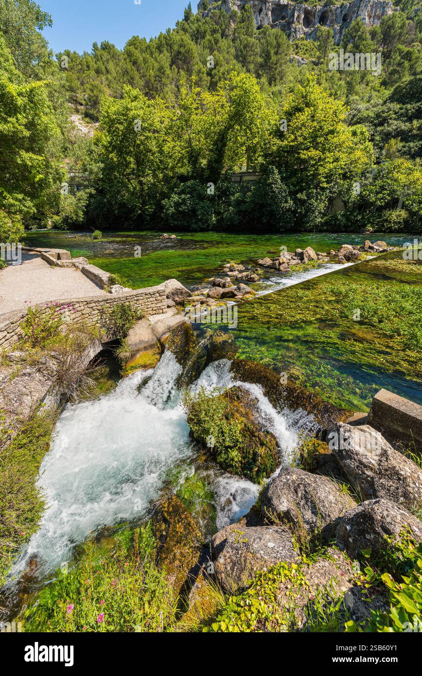 The headwaters of the Sorgue in Fontaine de Vaucluse. Vaucluse ...