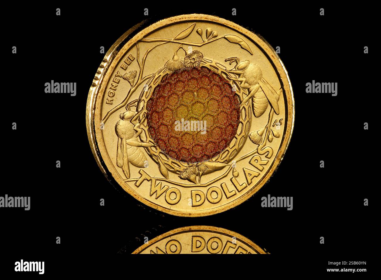 Australian $2 coin featuring the Honey Bee design that won an award for ...