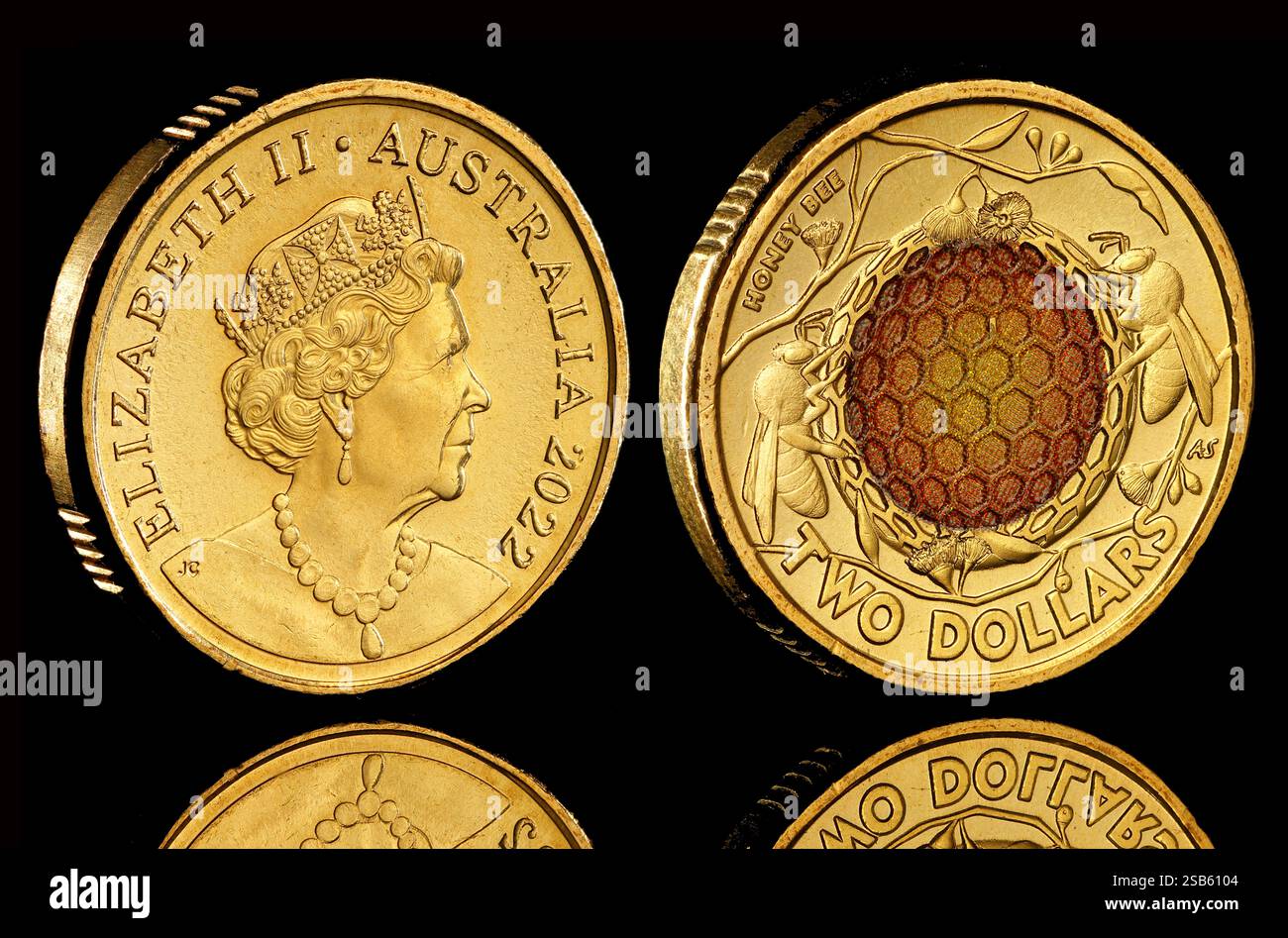Australian $2 coin featuring the Honey Bee design that won an award for ...