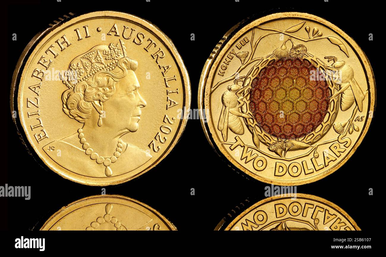 Australian $2 coin featuring the Honey Bee design that won an award for ...