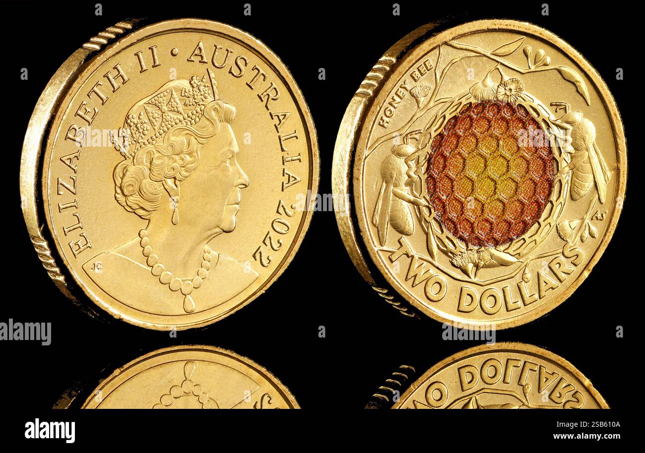 Australian $2 coin featuring the Honey Bee design that won an award for ...