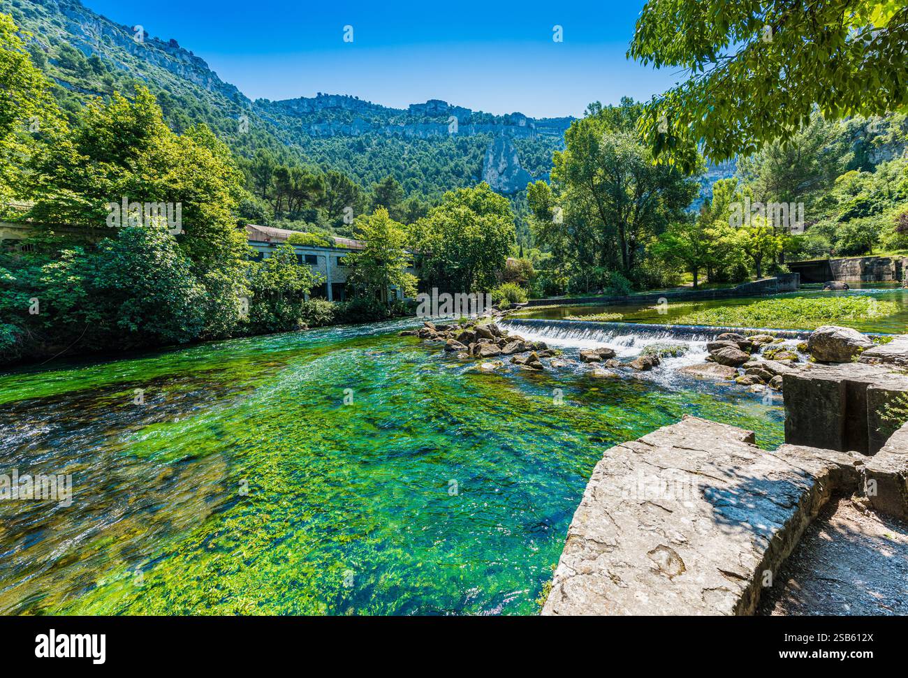 The headwaters of the Sorgue in Fontaine de Vaucluse. Vaucluse ...