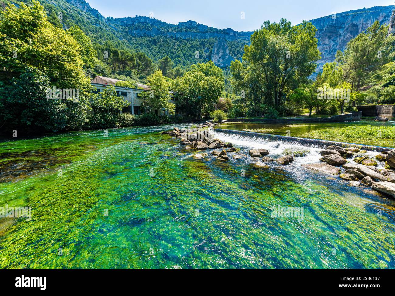 The headwaters of the Sorgue in Fontaine de Vaucluse. Vaucluse ...