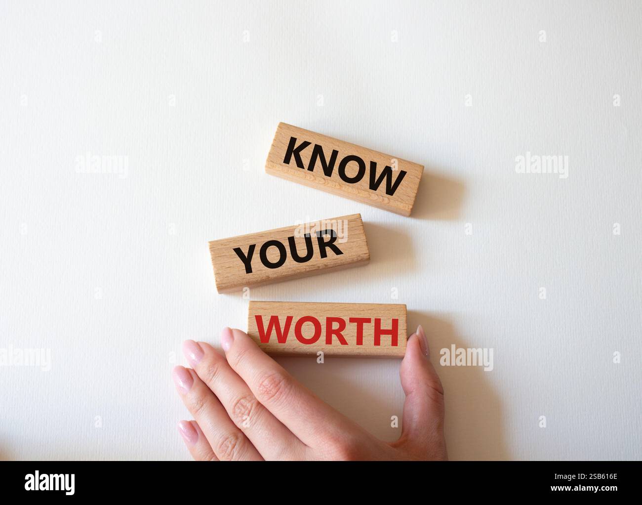 Know your worth symbol. Wooden blocks with words Know your worth ...