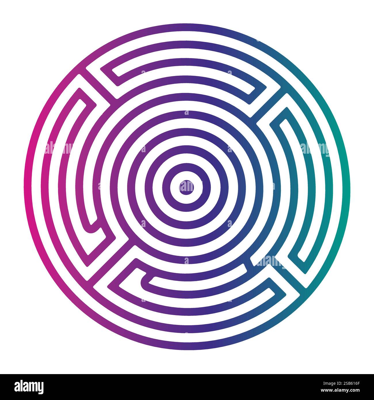 Colorful circular maze design with concentric patterns created on a white background Stock ...