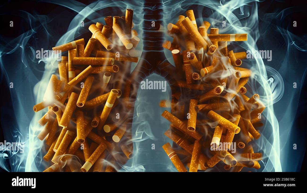 This striking and unsettling image depicts a chest X-ray where the ...