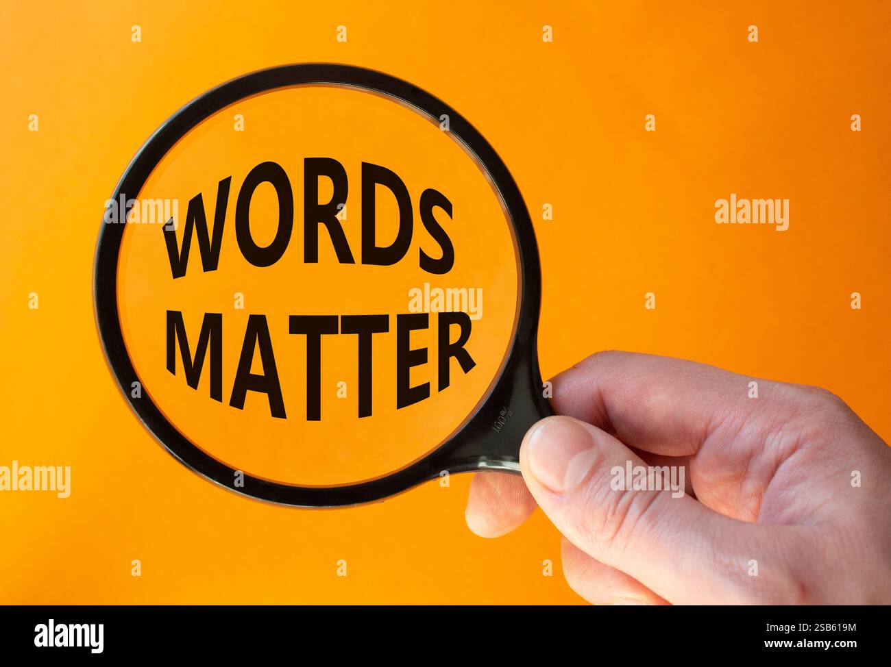 Words Matter symbol. Magnifying Glass with Concept word Words Matter ...