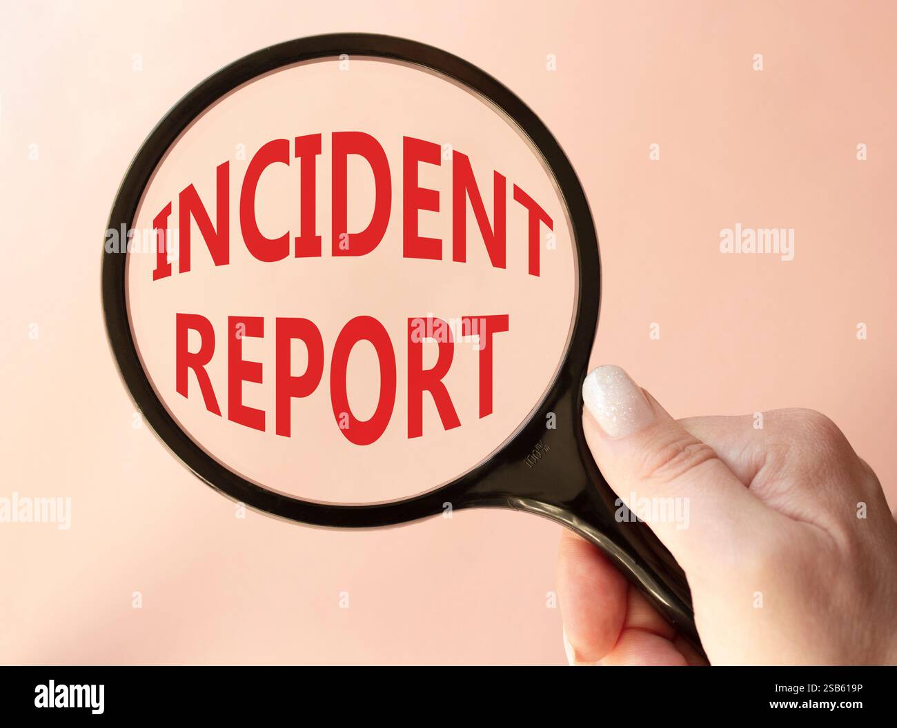 Incident Report symbol. Concept word Incident Report on magnifying glass. Businessman hand ...