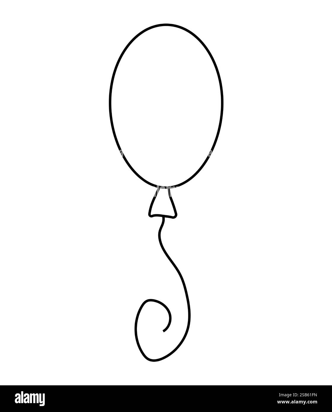 A drawing features a single balloon outline with a curly string ...