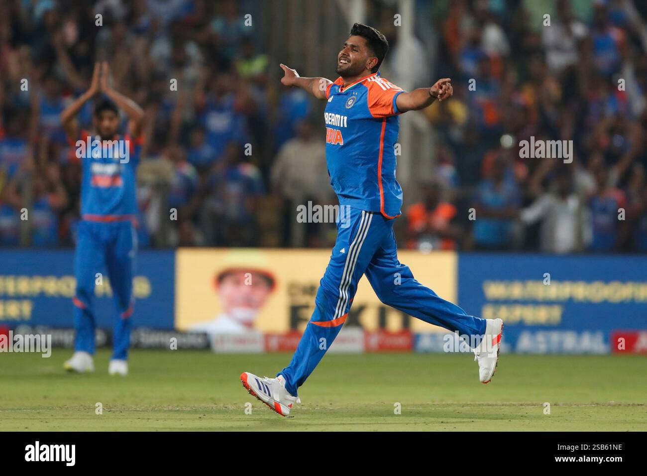 PUNE, INDIA - JANUARY 31: Hashit Ranna of India celebrates after taking ...