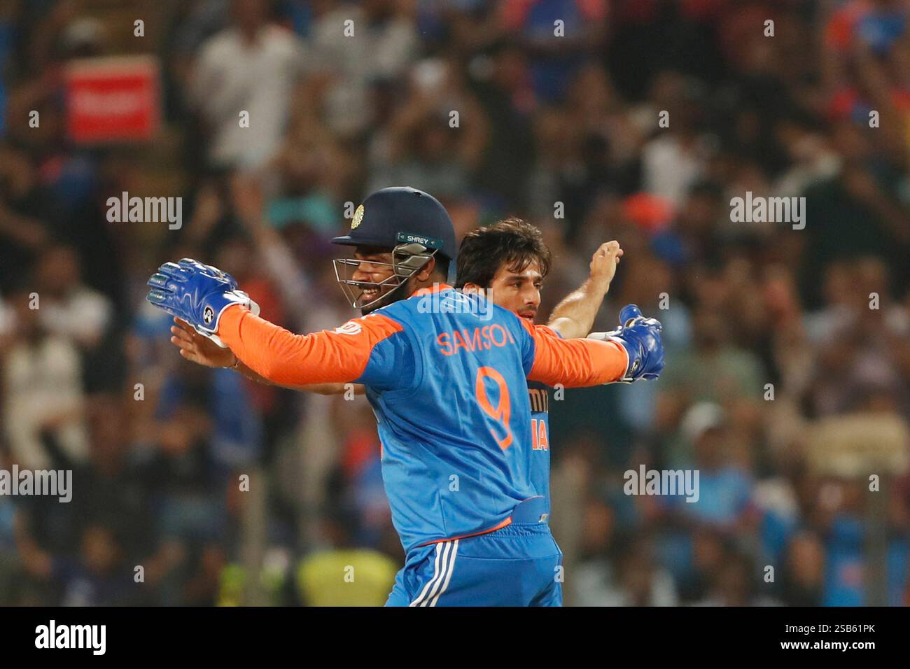 PUNE, INDIA - JANUARY 31: Ravi Bishnoi of India celebrates after taking ...