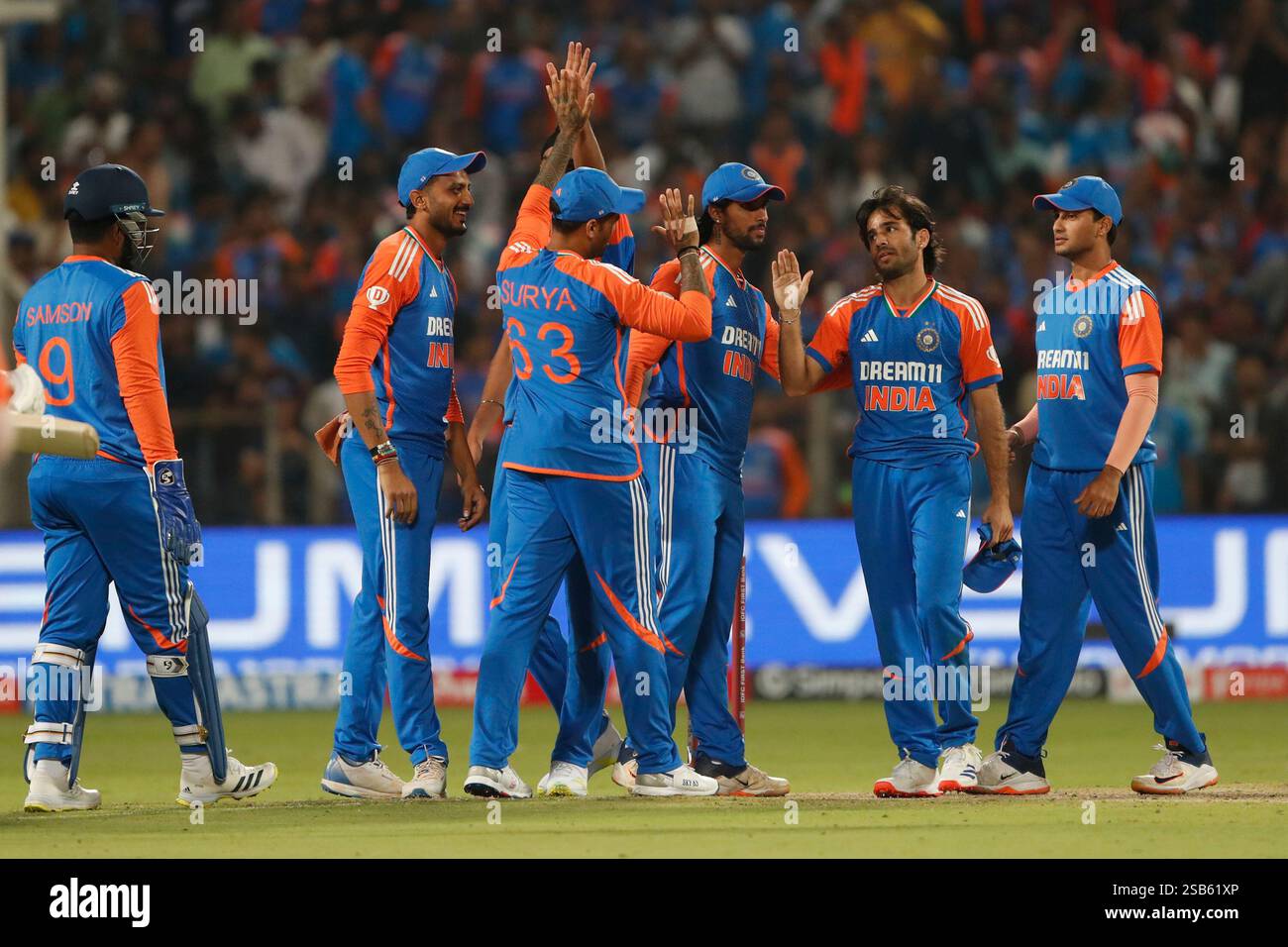 PUNE, INDIA - JANUARY 31: Ravi Bishnoi of India celebrates after taking ...