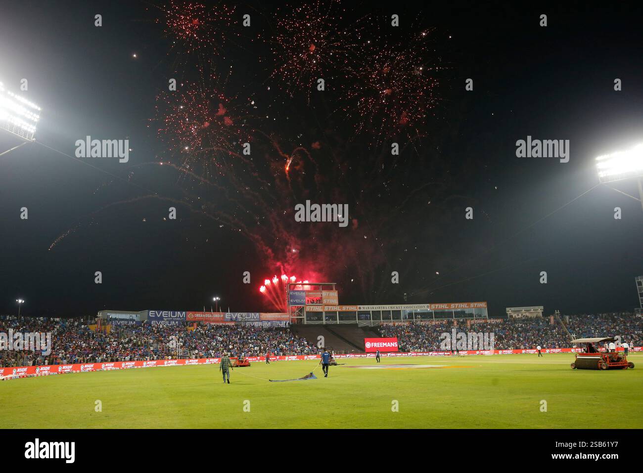 PUNE, INDIA - JANUARY 31: Fireworks during the India and England - 4th ...