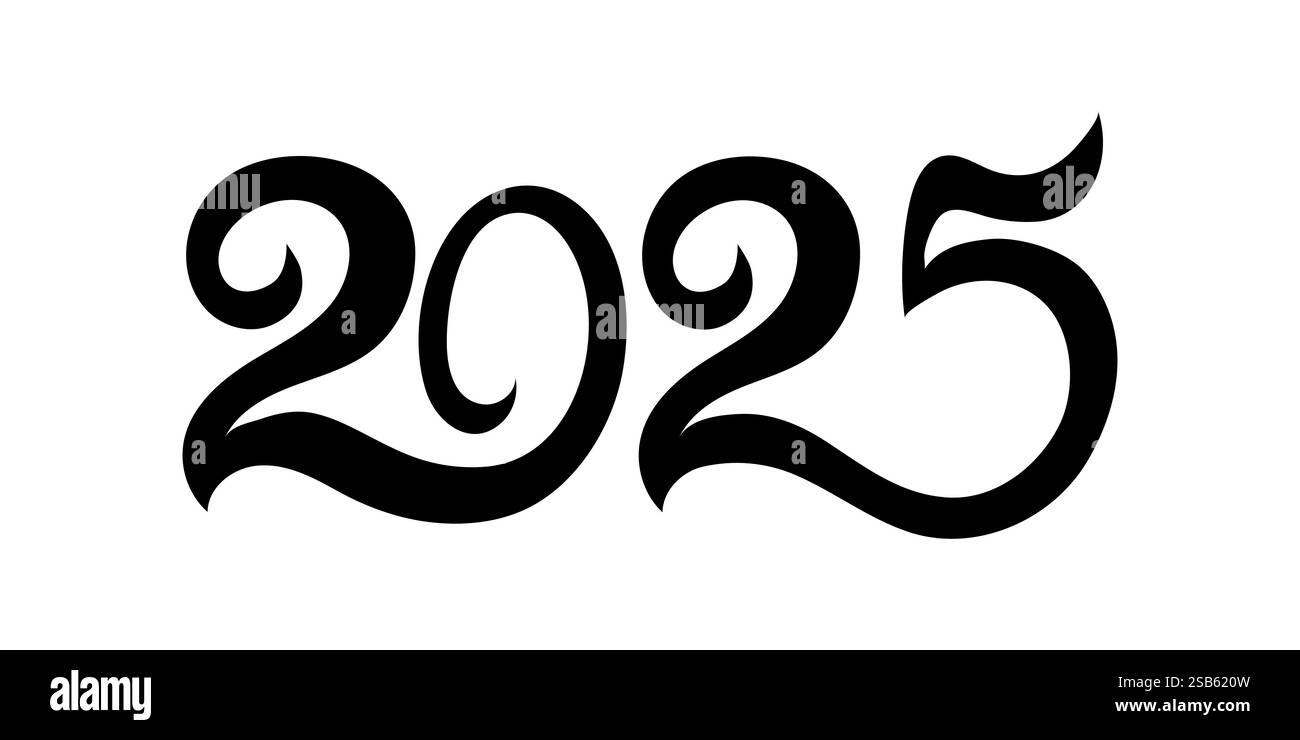 2025 handwritten text. Typography vector design for Happy New Year ...