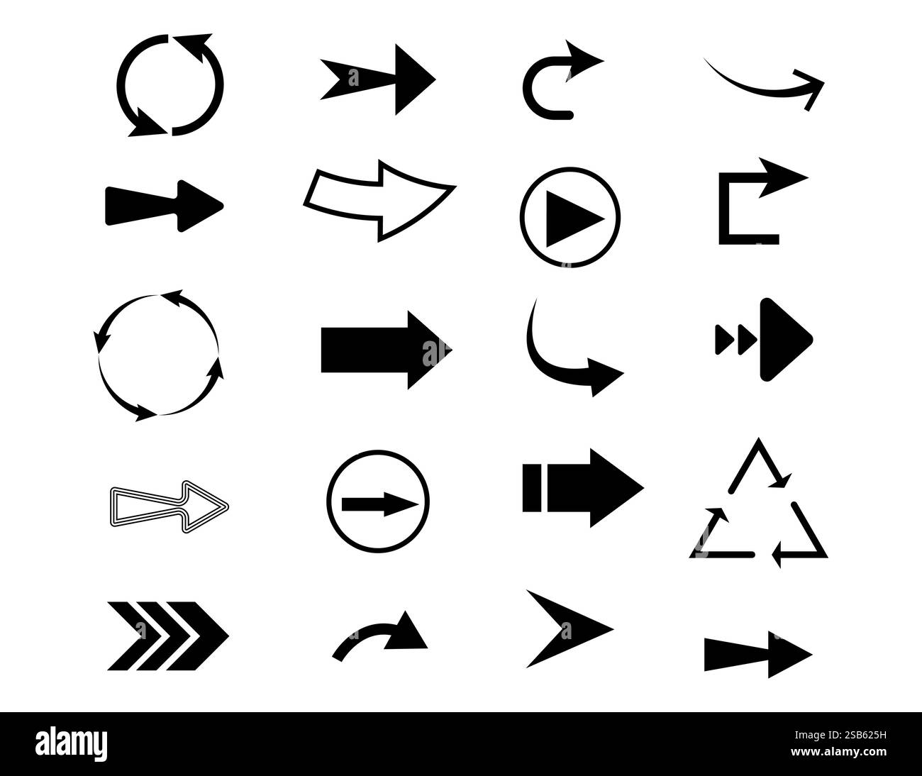 Set arrow icons, Collection different types of arrows sign. Black ...