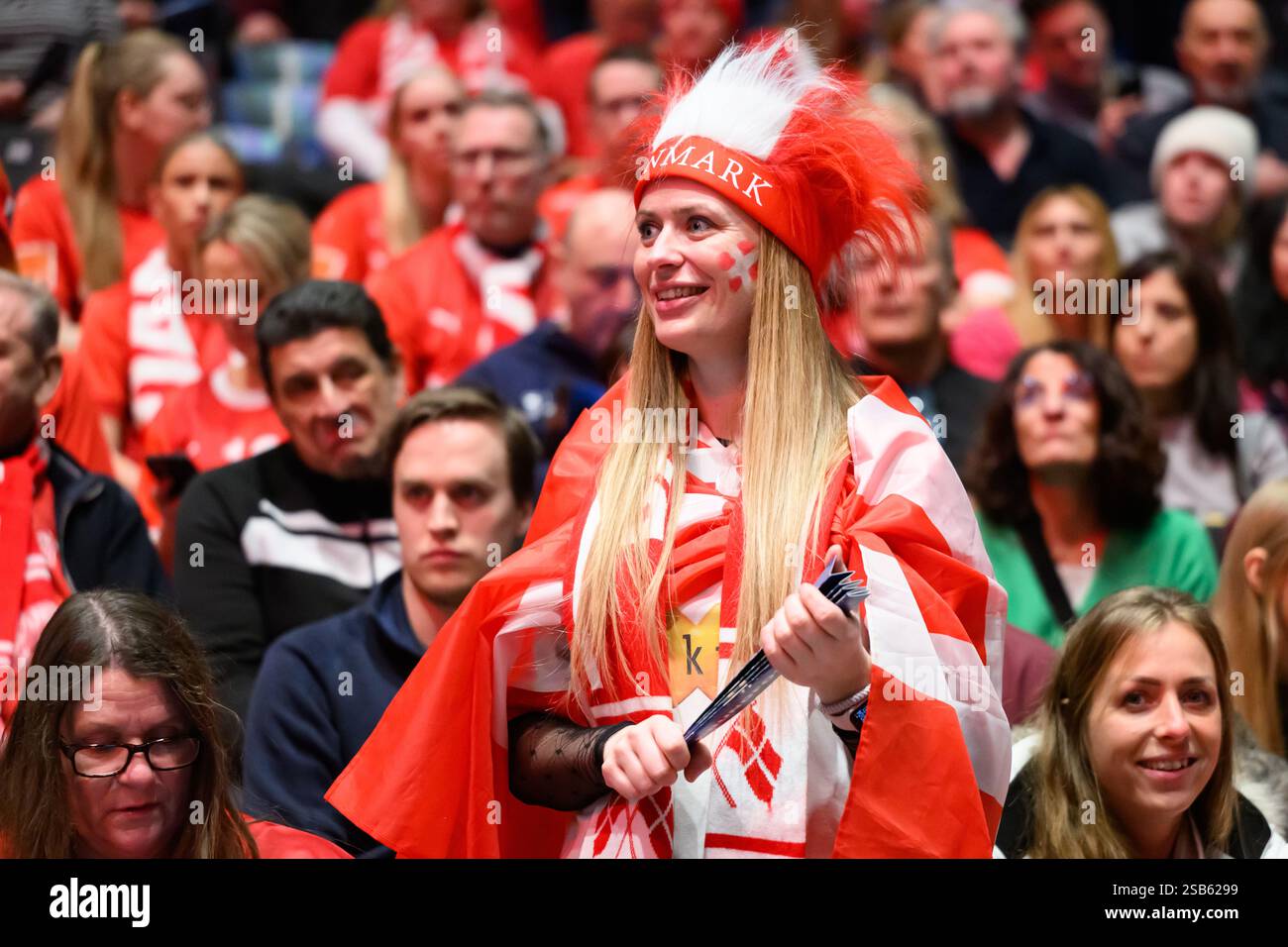 Oslo, Norway. 31st Jan, 2025. Danish handball fans seen on the stands at the 2025 IHF Men's ...