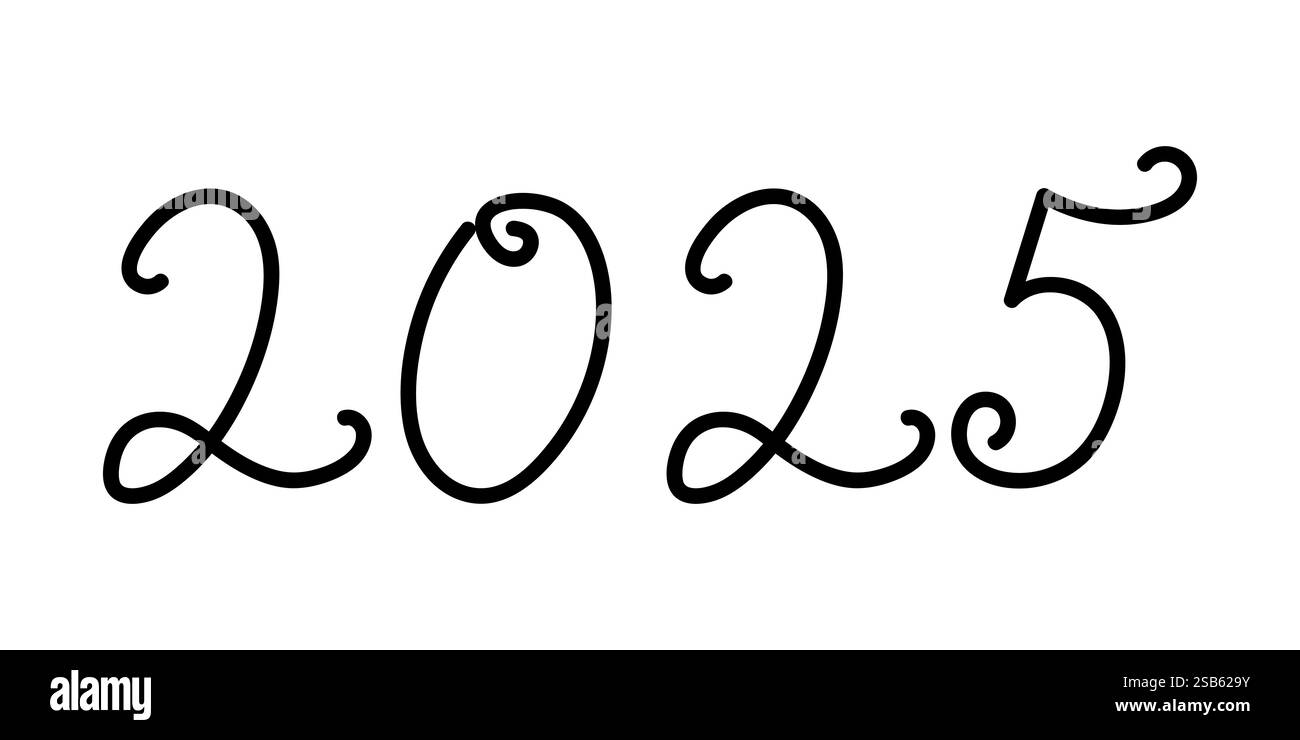 2025 handwritten text. Typography vector design for Happy New Year ...