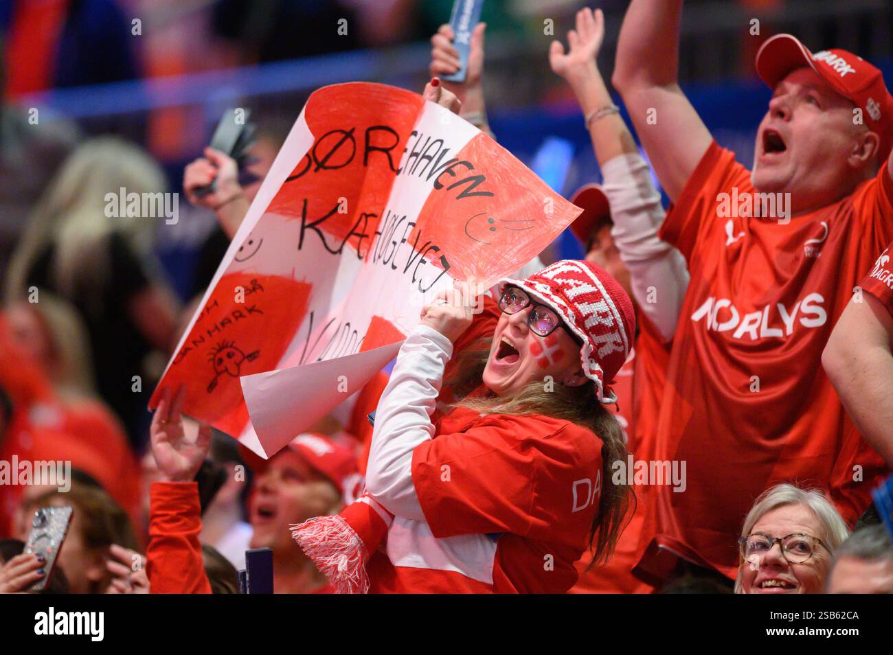 Oslo, Norway. 31st Jan, 2025. Danish handball fans seen on the stands ...