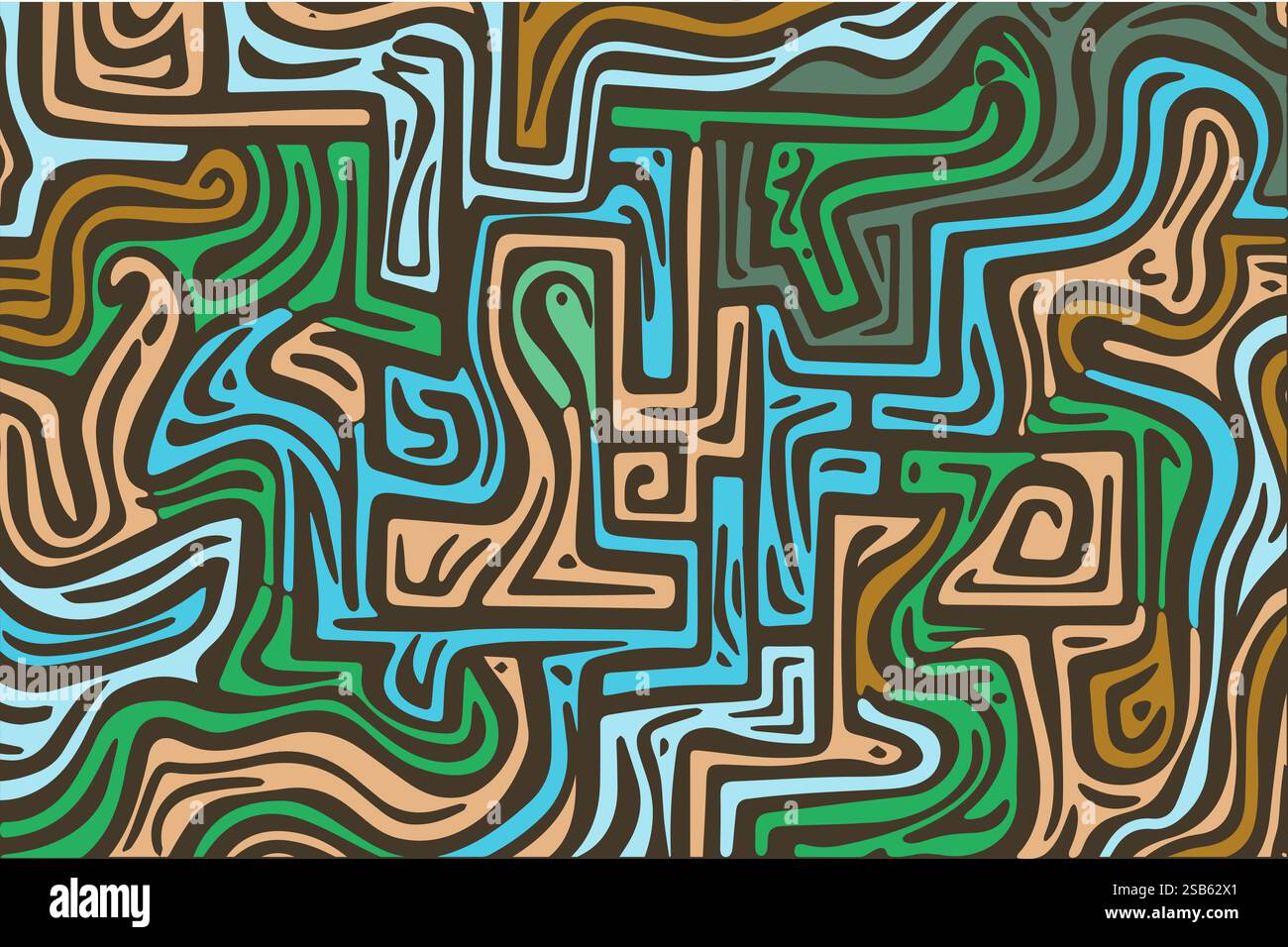 Abstract pattern of colorful lines resembling a topographic map in ...