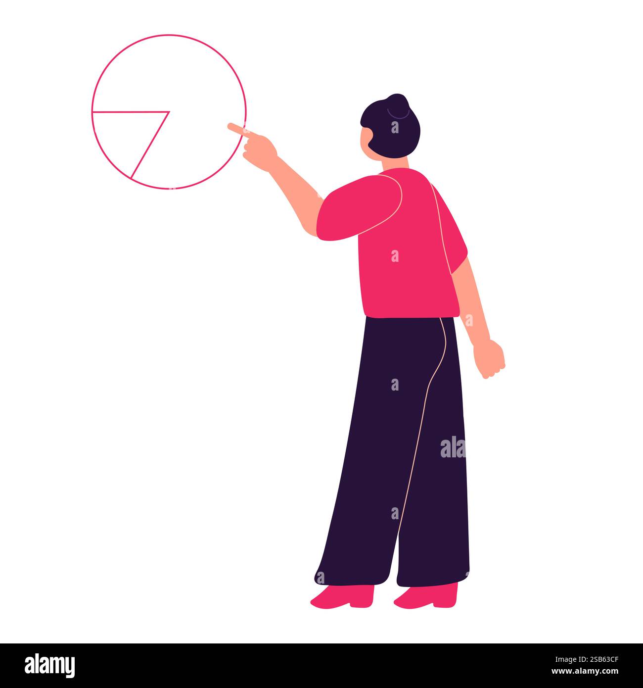 Businesswoman giving presentation with a board, sketch style vector ...