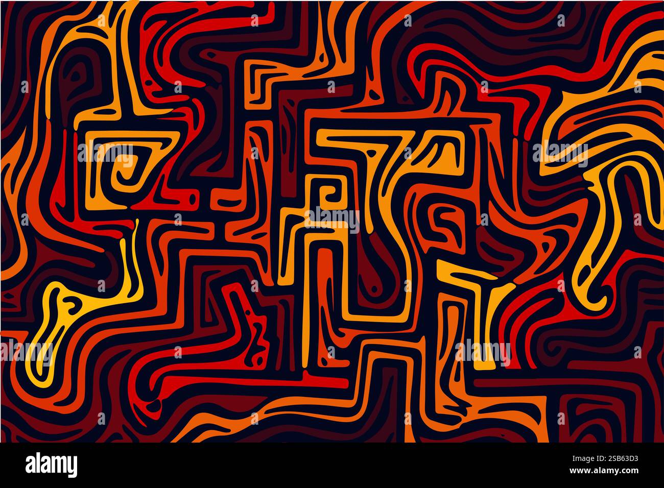 This artwork features a complex arrangement of swirling lines and ...