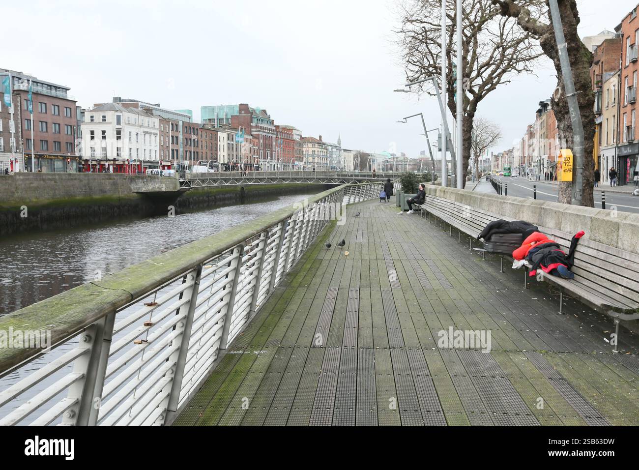 Dublin, Ireland - 21st January 2025 - The Boardwalk along the River ...