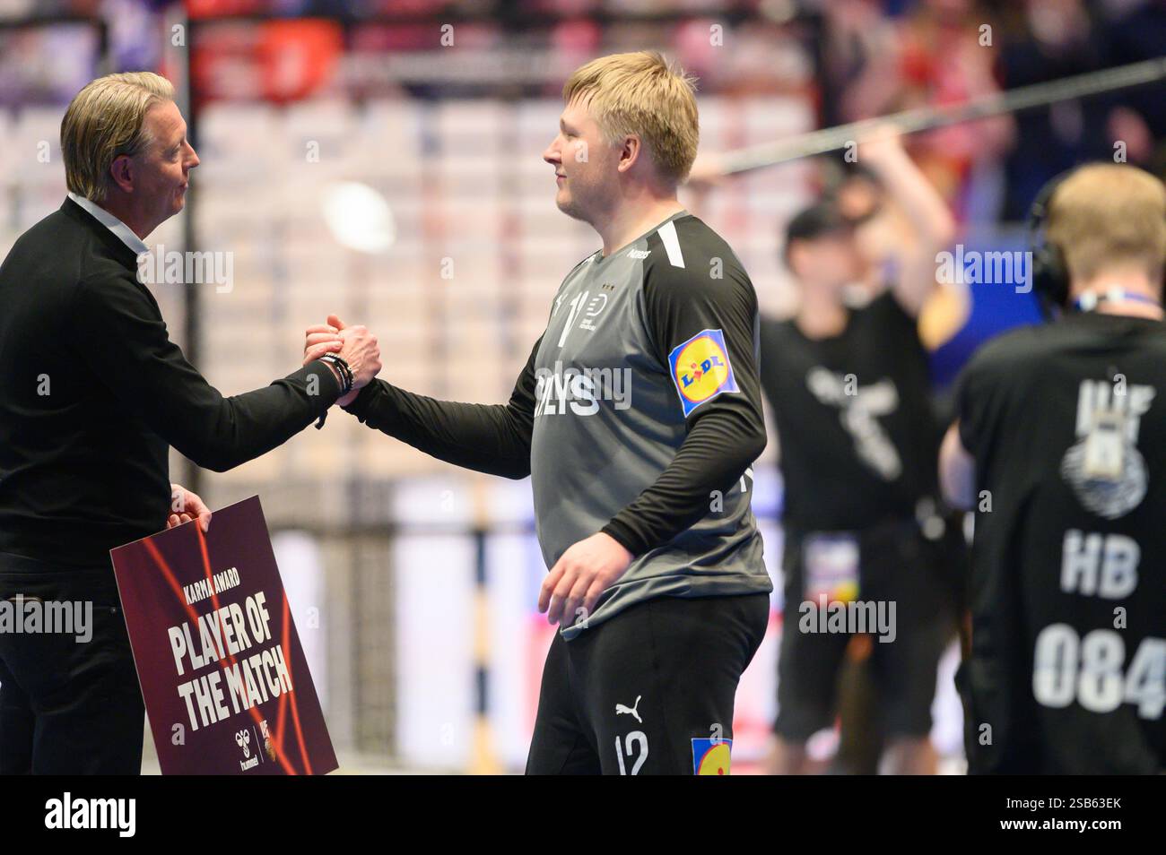 Oslo, Norway. 31st Jan, 2025. Emil Nielsen (12) of Denmark is awarded ...
