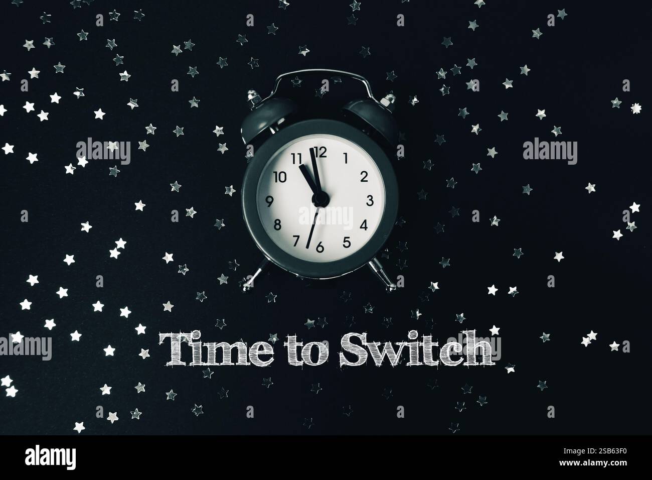 Black and white photo of a clock with the words Time to Switch written ...