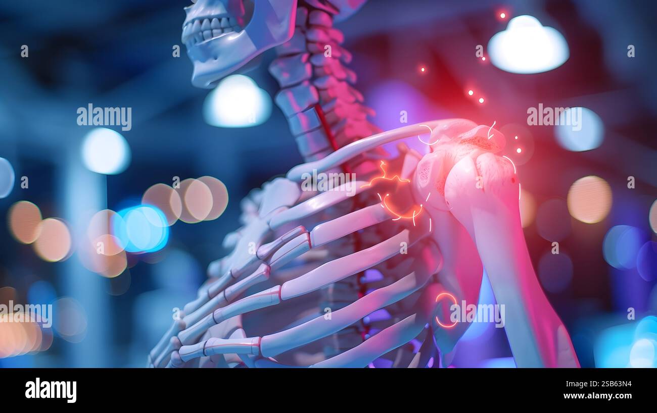 A striking digital depicting an anatomically accurate skeleton with a ...