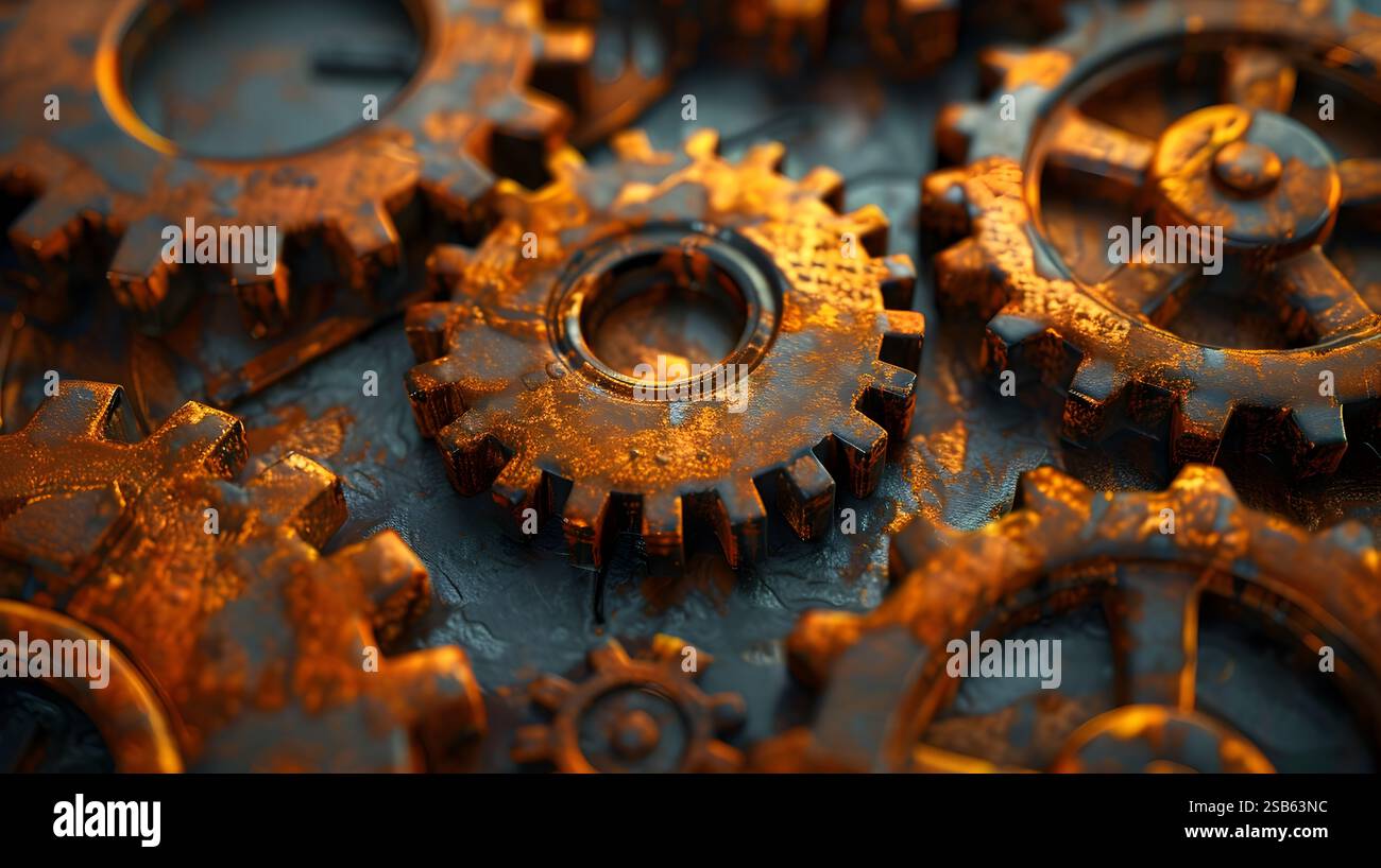 This image depicts a striking transformation of gears and cogs,moving ...
