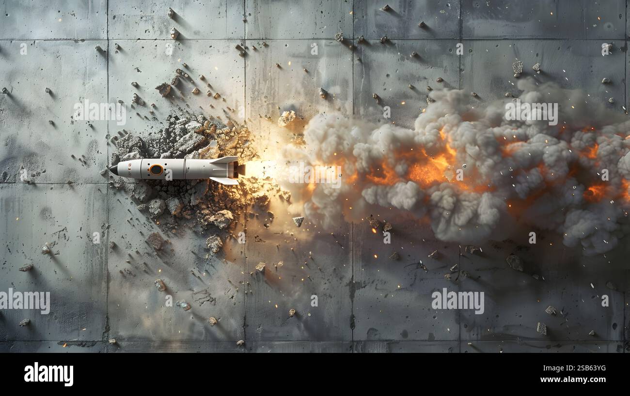 A powerful,conceptual visualization showcasing a rocket forcefully ...