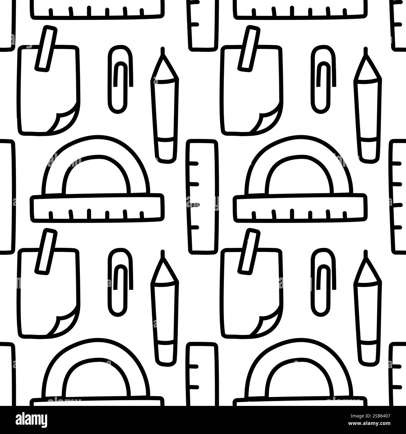 vector seamless pattern elements Back to School contur. Vector ...