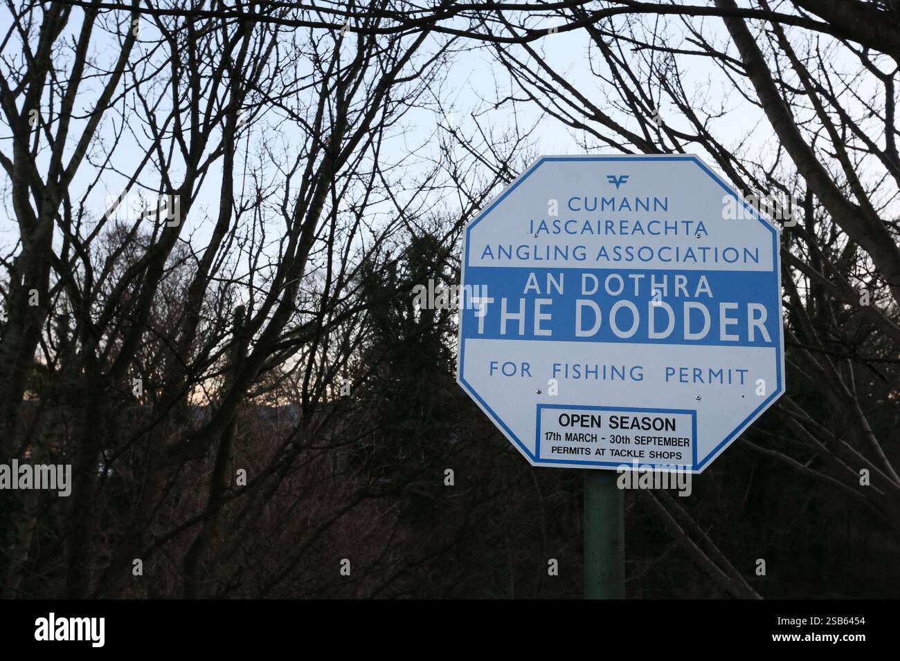 Dublin, Ireland - 21st January 2025 - a sign for fishing permits on the ...