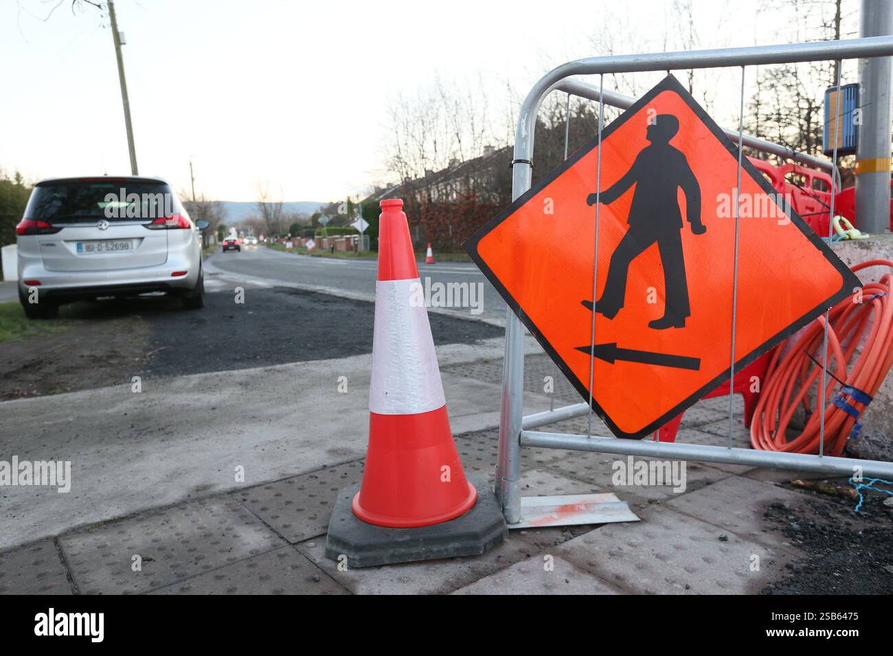 Dublin, Ireland - 21st January 2025 - an orange pedestrian roadworks ...