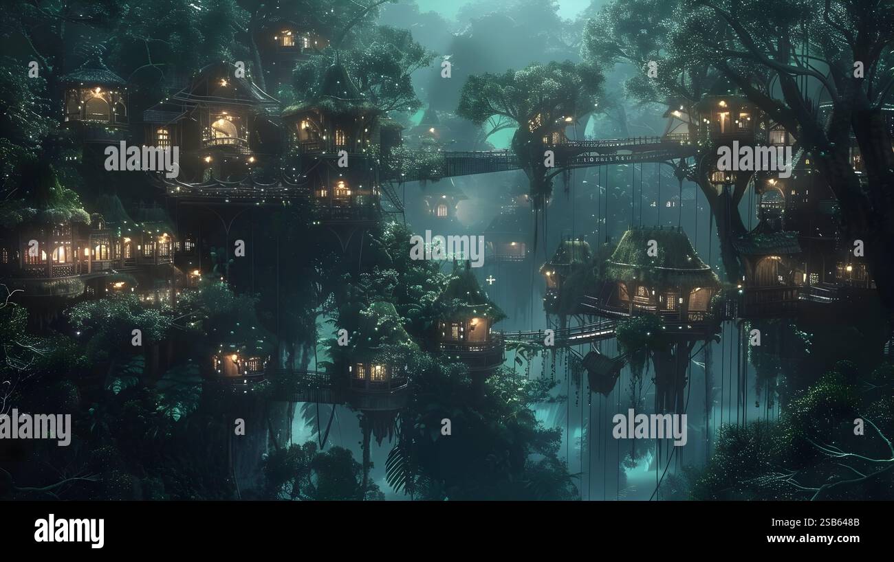 This captivating image depicts an elusive elven city hidden within the ...