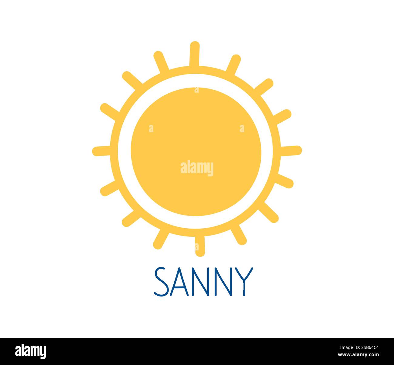 A vibrant yellow sun symbol with pointed rays represents warmth and ...